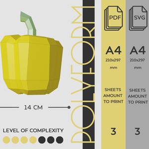 Pepper Low Poly Papercraft PDF Template Paper Food Fruits Vegetables ...