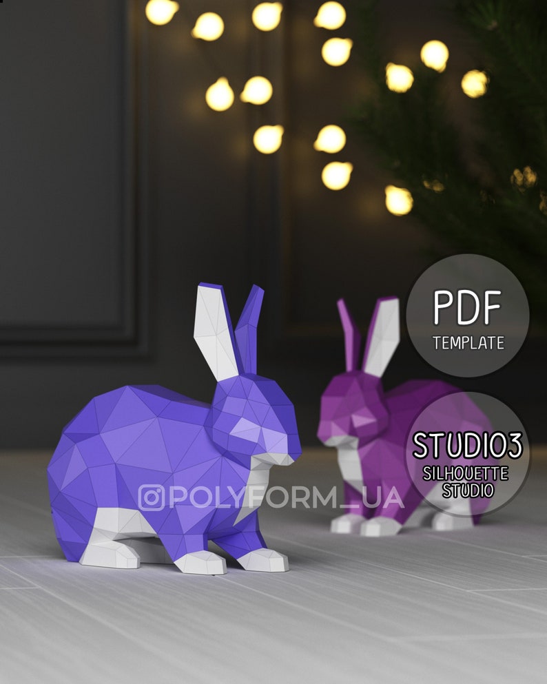 Rabbit (1) Low Poly Papercraft PDF Template - Etsy