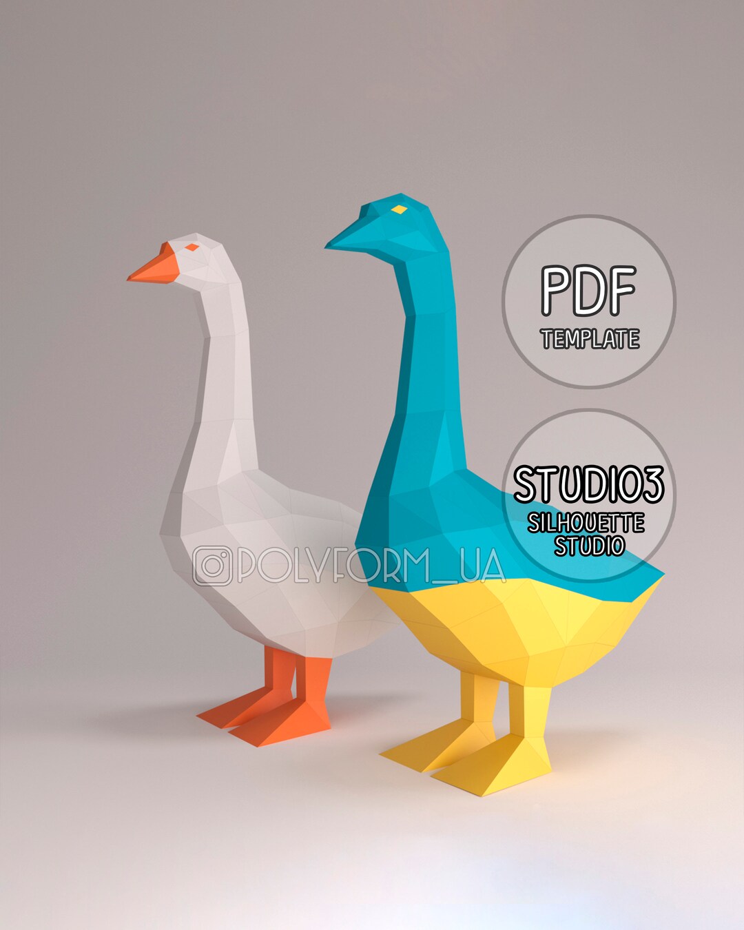 Ukrainian Goose, Low Poly Bird Papercraft PDF Template - Etsy