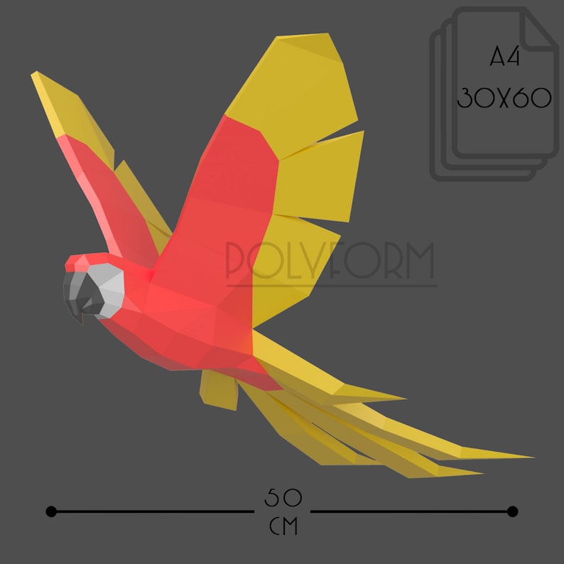 PARROT 1 Low Poly Bird Papercraft PDF Template | Etsy