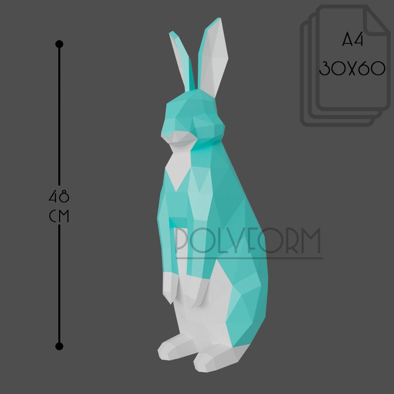 Rabbit 2 Low Poly Papercraft PDF Template | Etsy