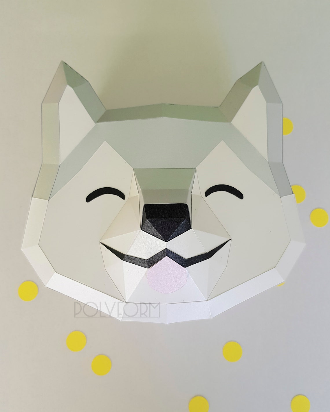 Gift Box HUSKY Low Poly Dog Papercraft PDF Template | Etsy Canada