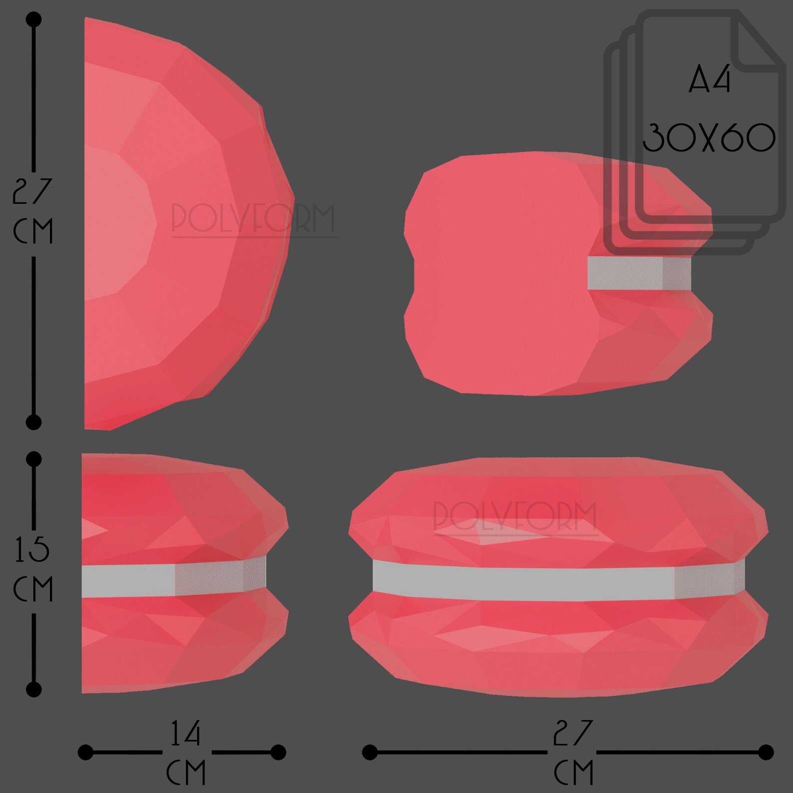 Macaron Sculpture on the wall Cupcake Low Poly Papercraft PDF | Etsy