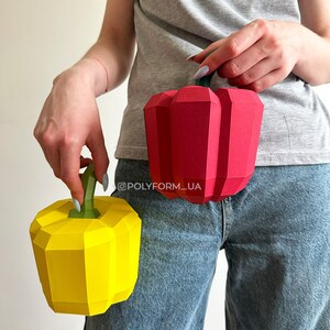 Pepper Low Poly Papercraft PDF Template Paper Food Fruits Vegetables ...
