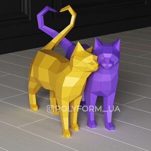 Cats Low Poly Animal Papercraft PDF Template Love - Etsy