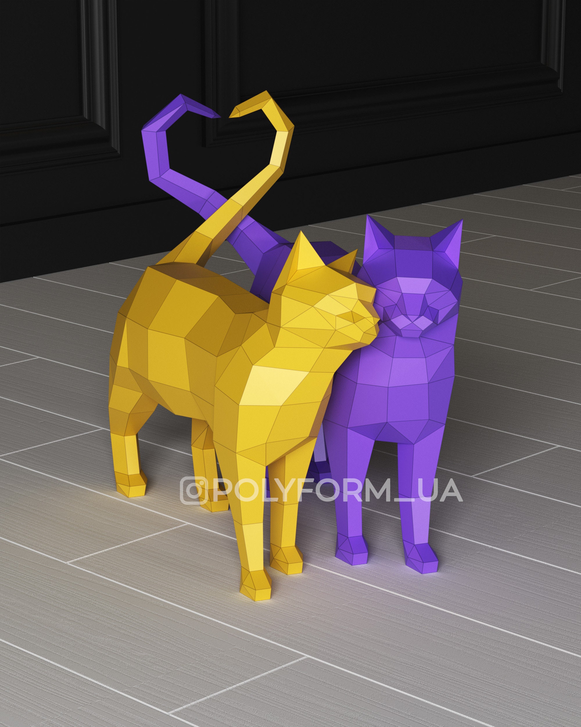 Cats Low Poly Animal Papercraft PDF Template Love - Etsy UK