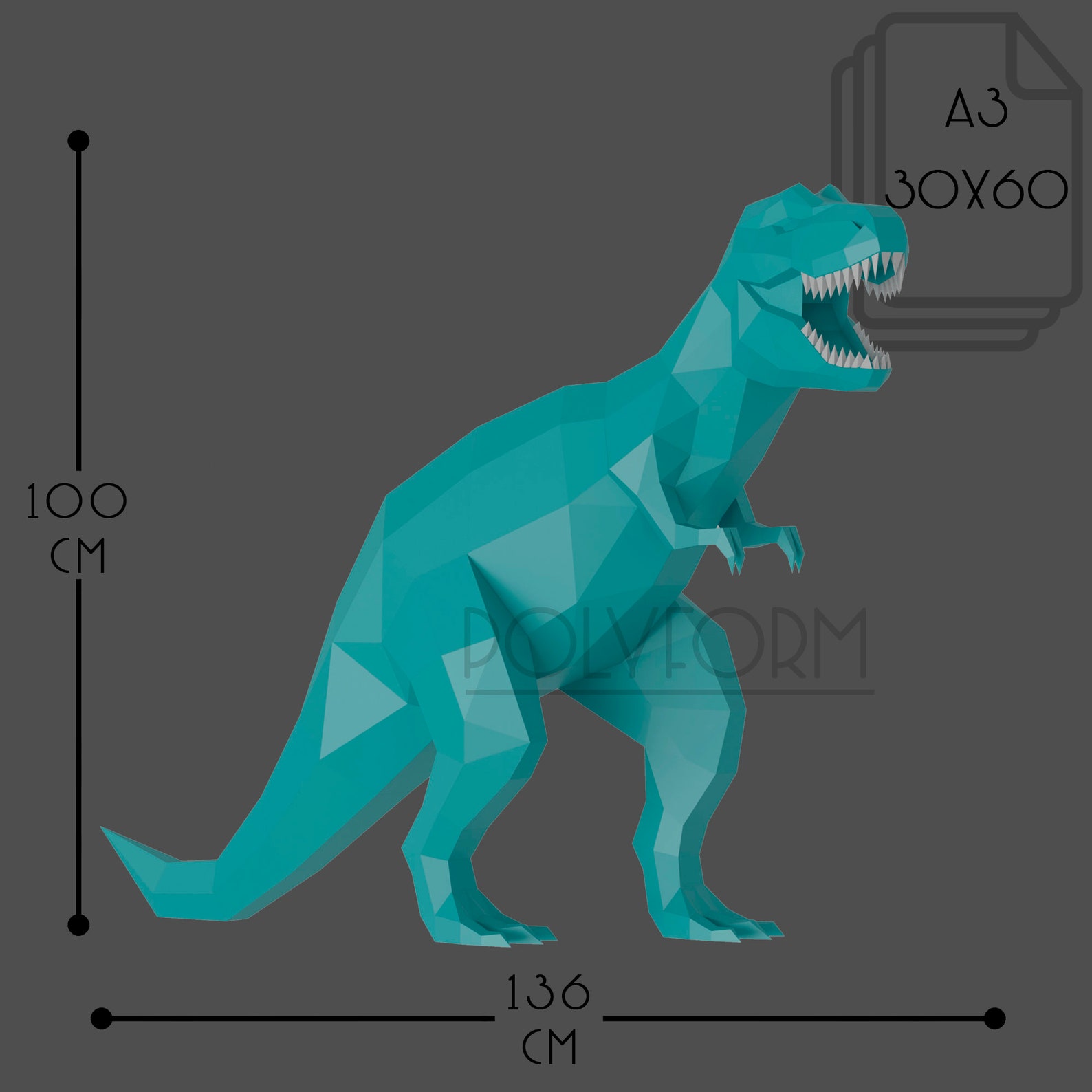 TYRANNOSAURUS Low Poly T-rex Dinosaur Papercraft PDF Template | Etsy