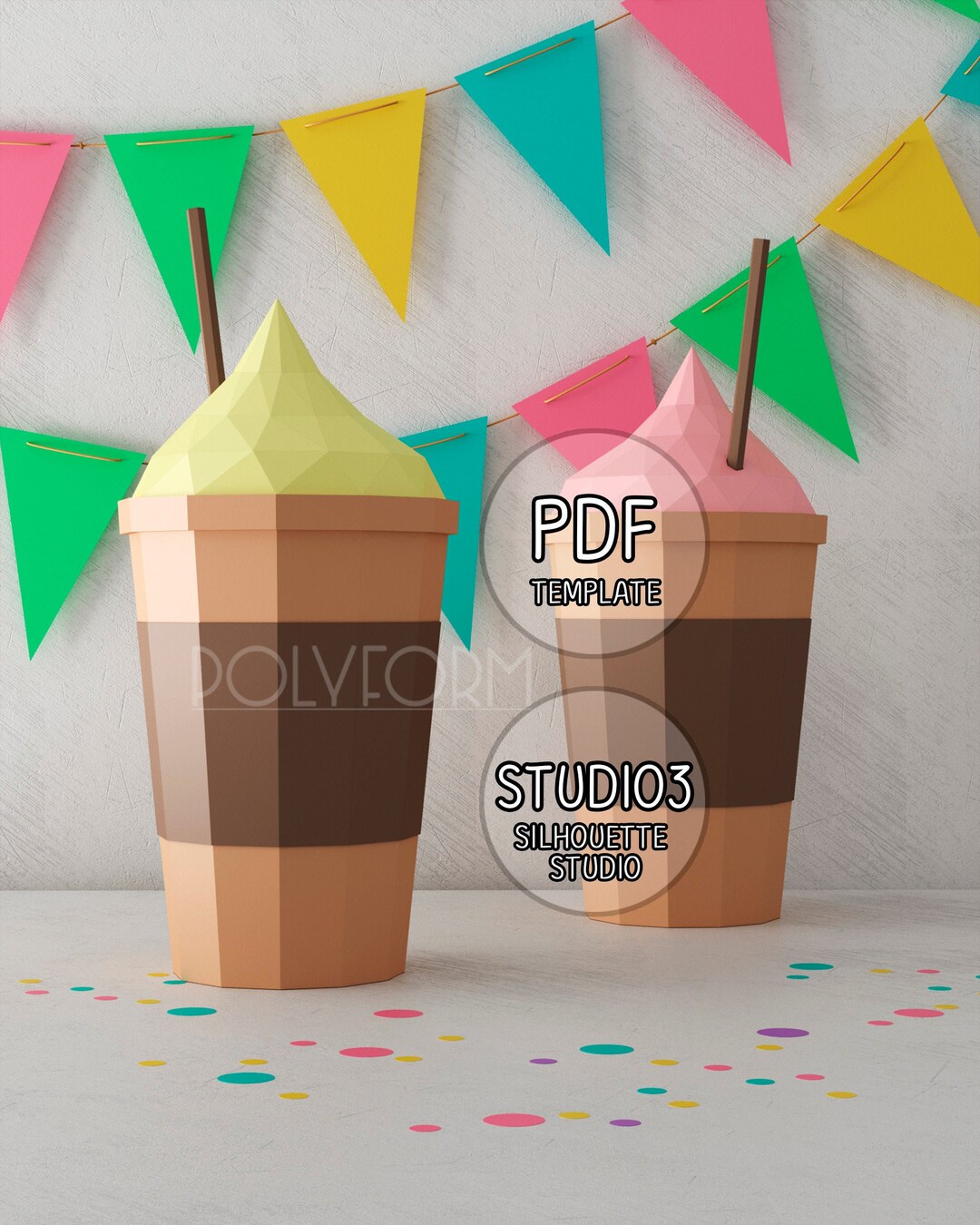 Coffee Low Poly Drink Cup Papercraft PDF Template Paper Food - Etsy