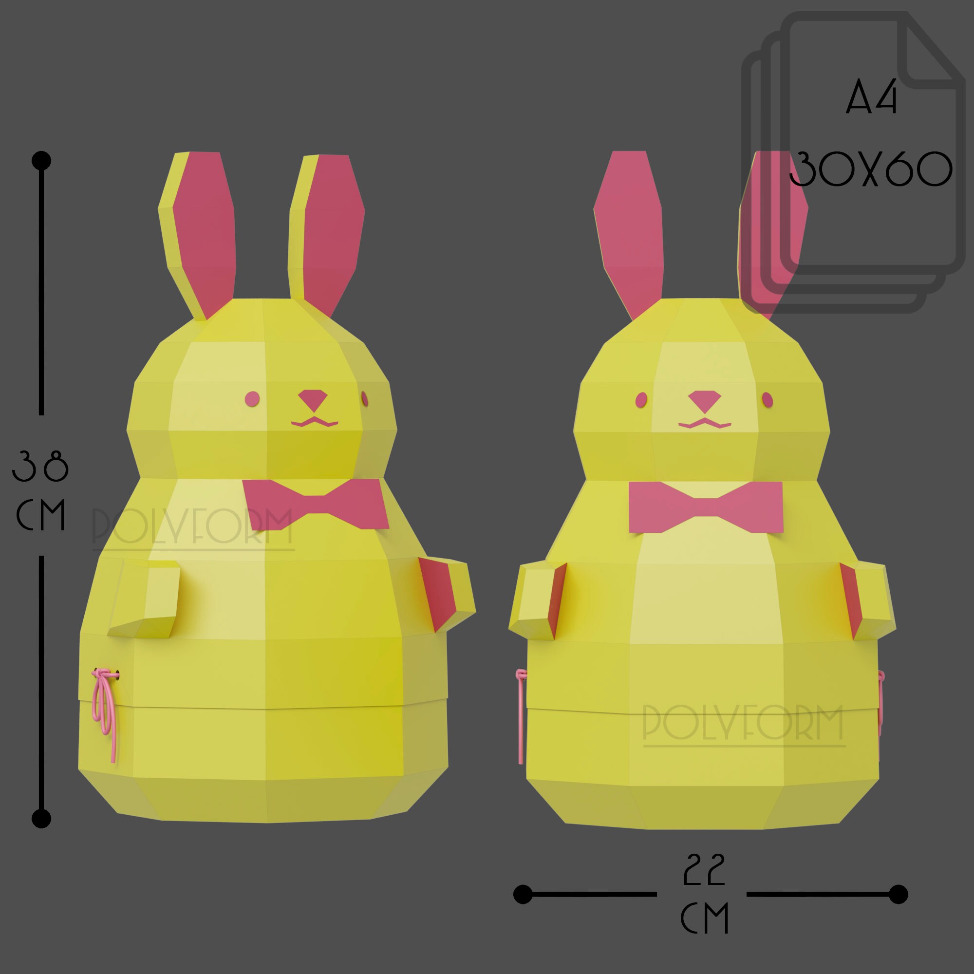 Rabbit Gift Box Basket Low Poly Easter Bunny Papercraft PDF | Etsy