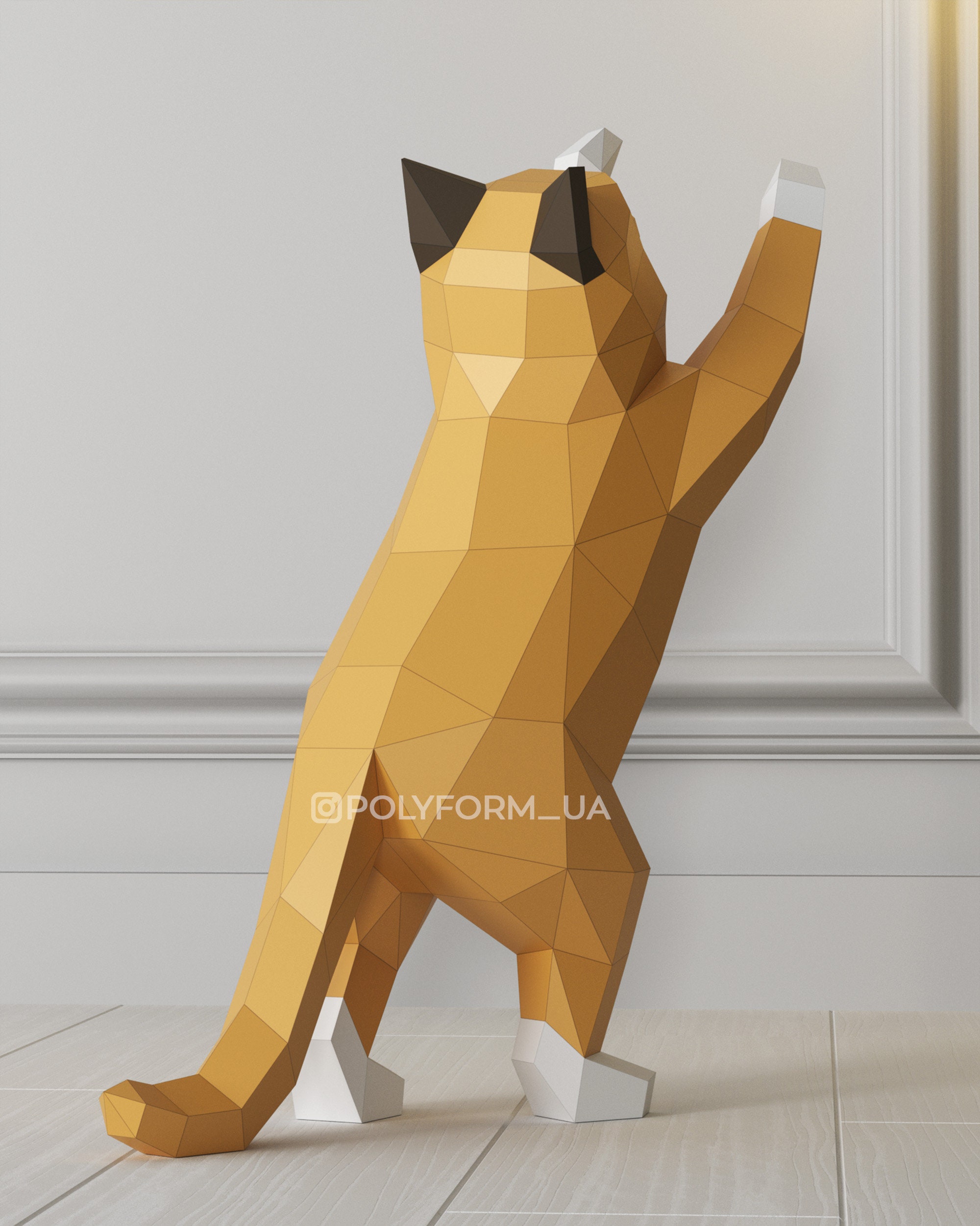 Cat With a Star Low Poly Christmas Papercraft SVG PDF Template 3d Model ...