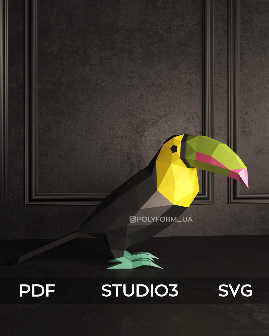 Toucan Low Poly Tropical Bird Papercraft PDF Template - Etsy