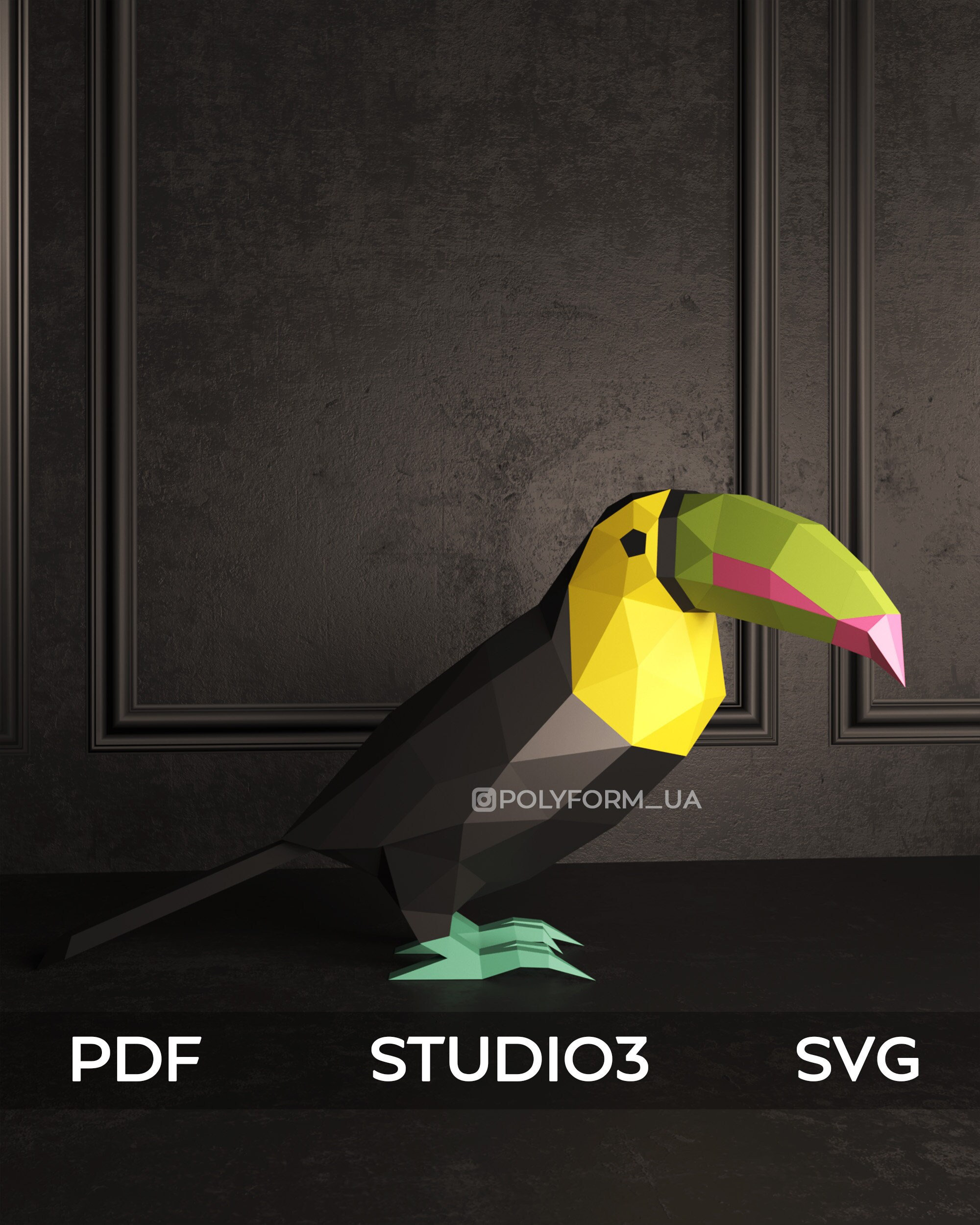 Plantilla PDF Toucan Low Poly Tropical Bird Papercraft - Etsy México