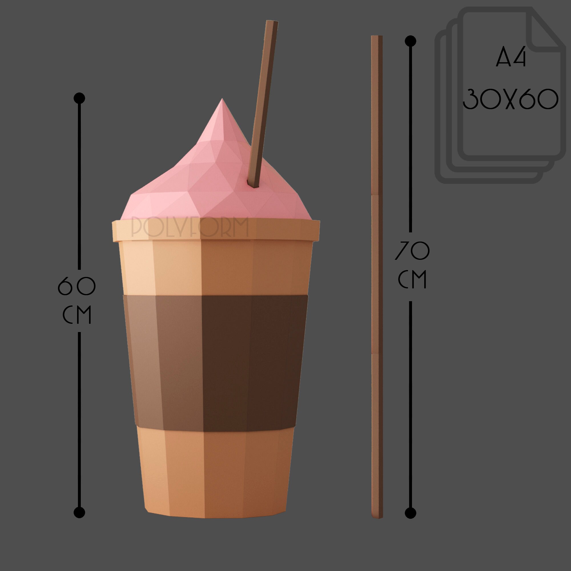 Coffee Low Poly Drink Cup Papercraft PDF Template Paper Food | Etsy ...