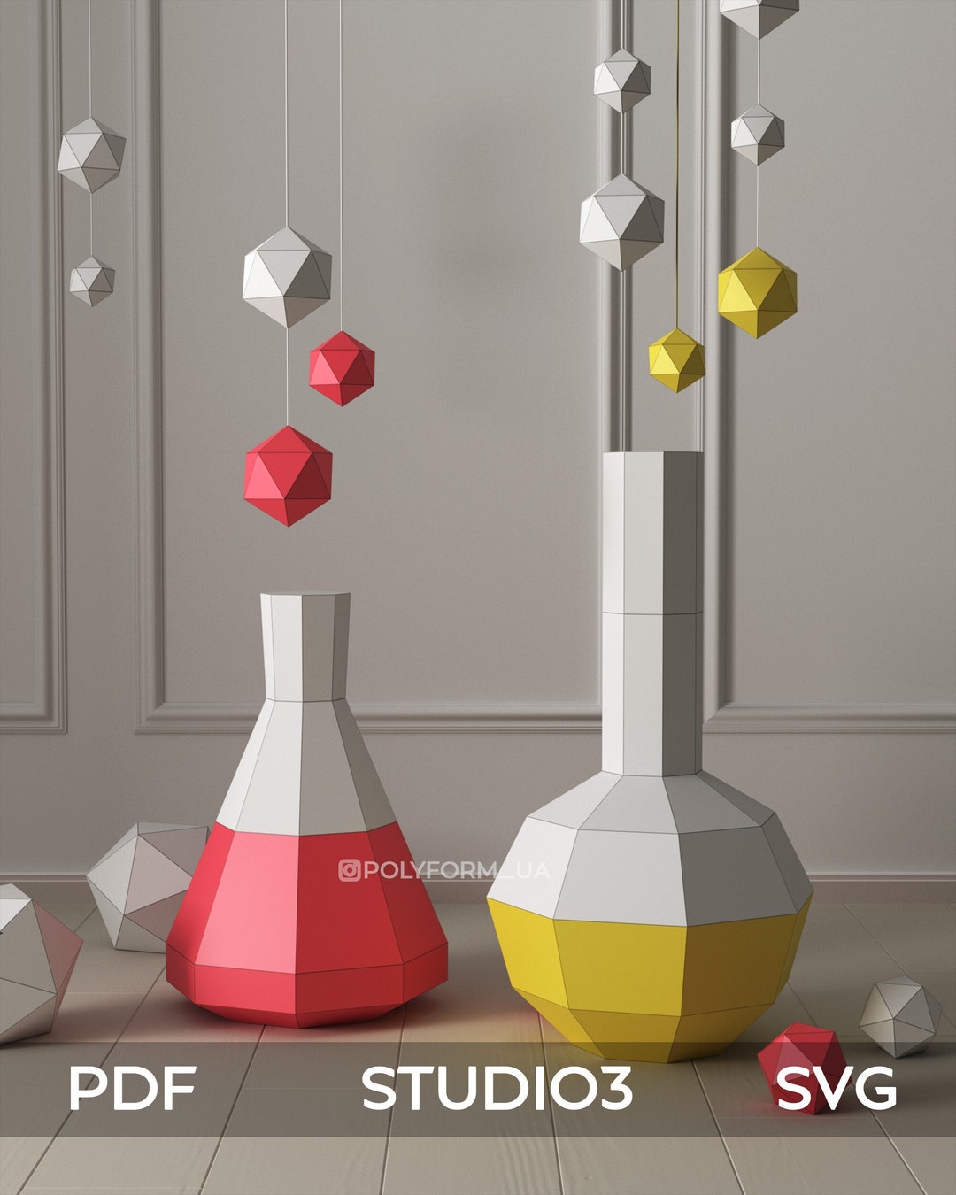 Flasks SET 1 Bottle Science Laboratory Chemistry School Education Low ...