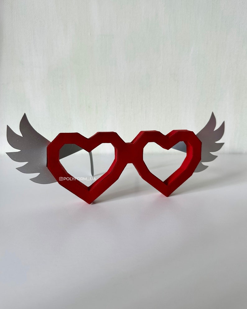 Glasses 3 DIY Heart Summer Sunglasses Mask Low Poly Papercraft PDF ...