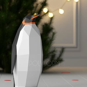 Penguin Low Poly Papercraft Christmas PDF Template 3d Model New Year ...