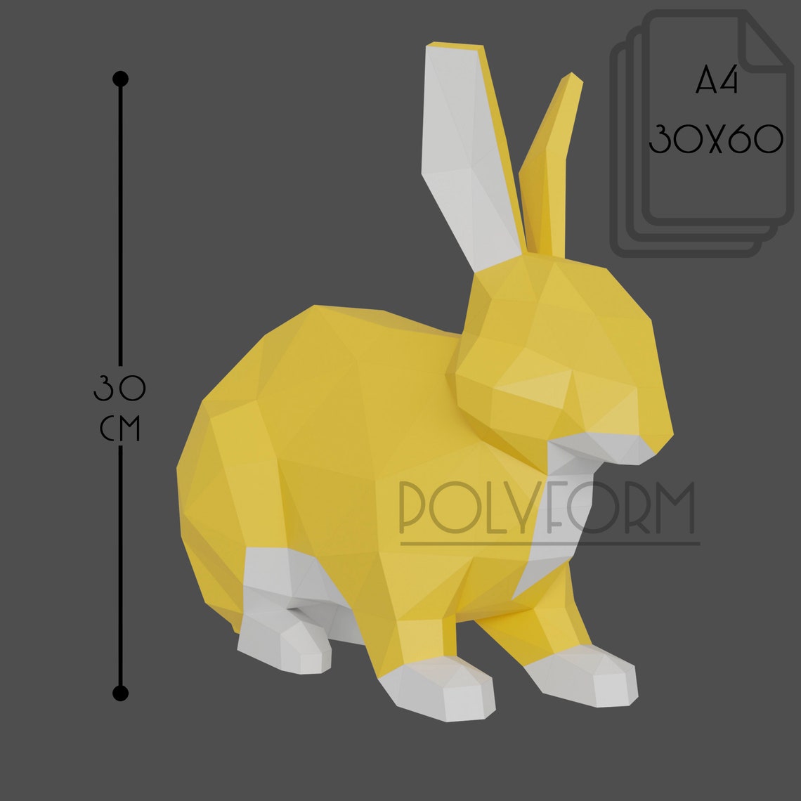 Rabbit 1 Low Poly Papercraft PDF template | Etsy