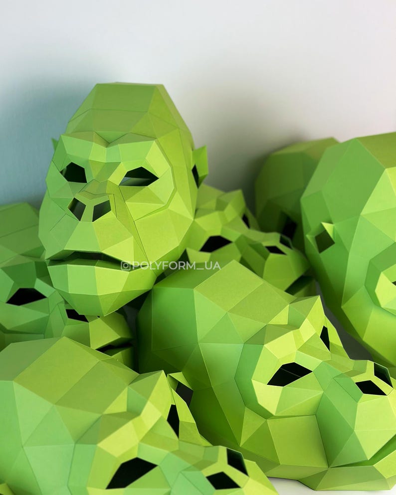 Gorilla Mask Low Poly Monkey Animal Papercraft PDF Template Svg ...