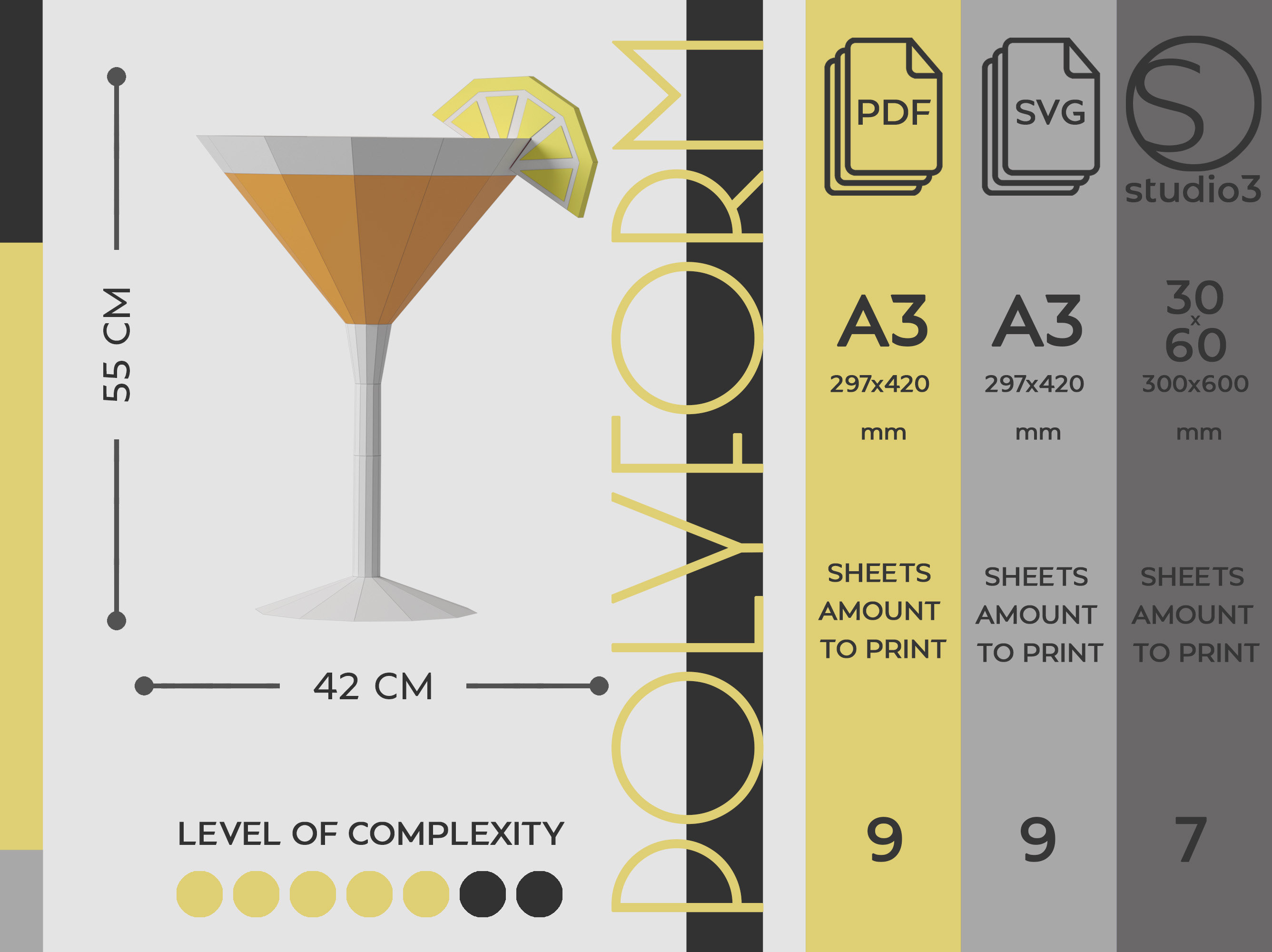Cocktail Low Poly FOOD Papercraft DRINK PDF Template - Etsy