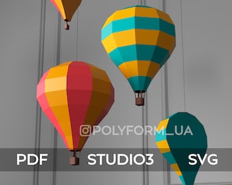 3D Low-poly Balloon Template | DIY Papercraft Party Decor (pdf, Svg ...