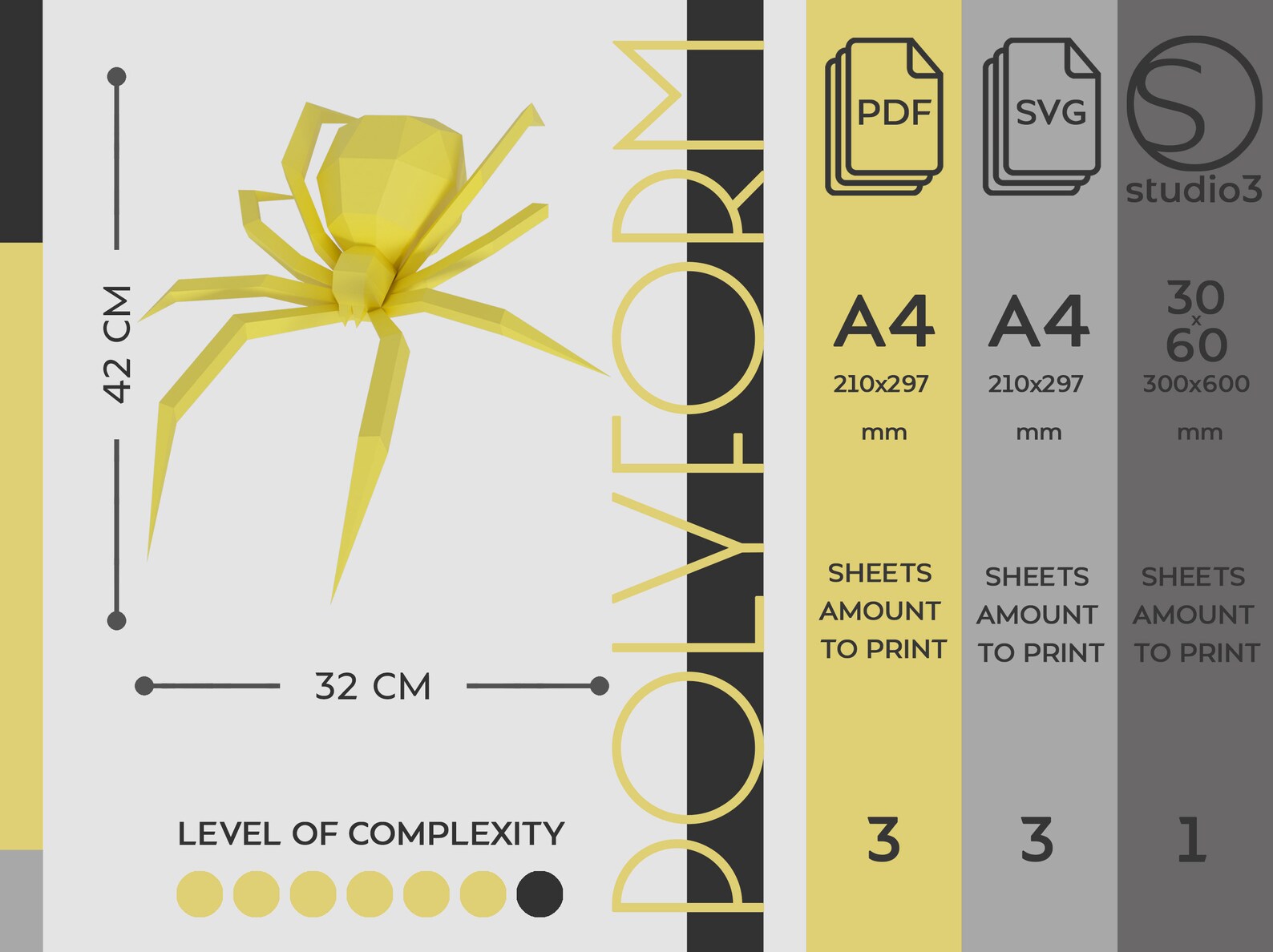 Spider Low Poly Halloween Papercraft PDF Template DIY - Etsy
