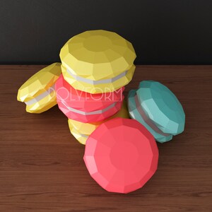 Macaron Sculpture on the Wall Cupcake Low Poly Papercraft PDF Template ...