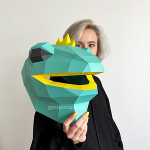 Lizard Mask Salamander DIY Low Poly Animal Reptile Papercraft PDF ...