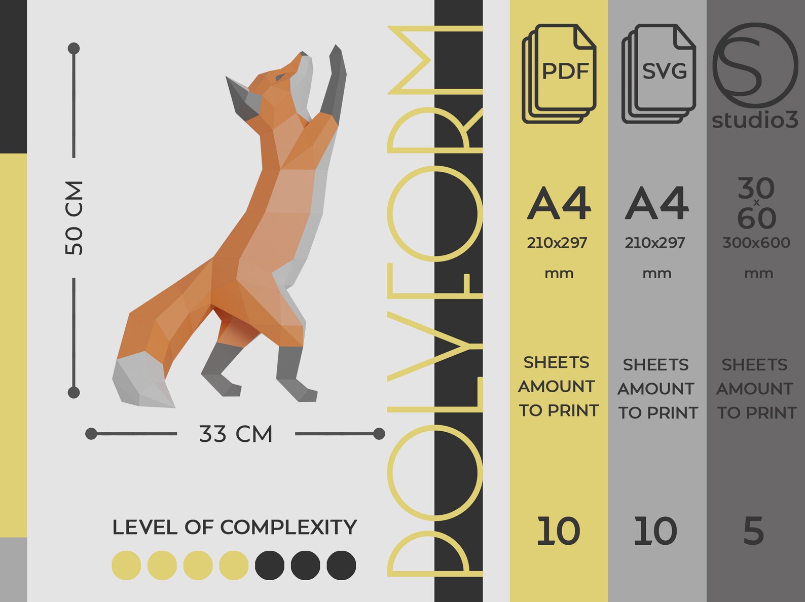 Fox Low Poly Christmas Papercraft Snowball New Year PDF - Etsy