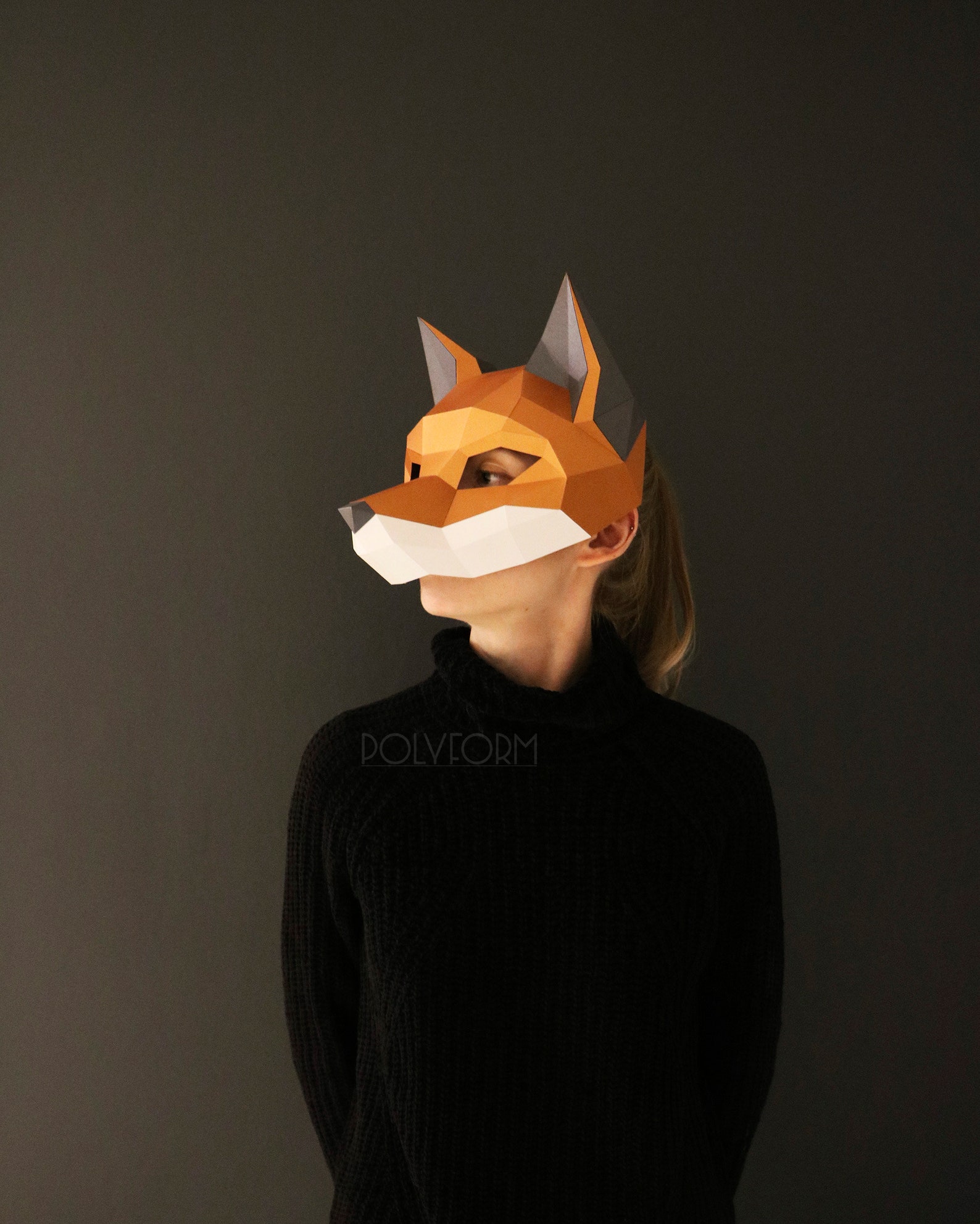 Fox Mask DIY Low Poly Animal Papercraft PDF Template Halloween - Etsy ...