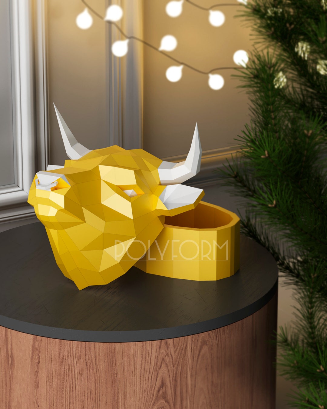 Bull Gift Box Low Poly Papercraft PDF Template Model Sculpture - Etsy