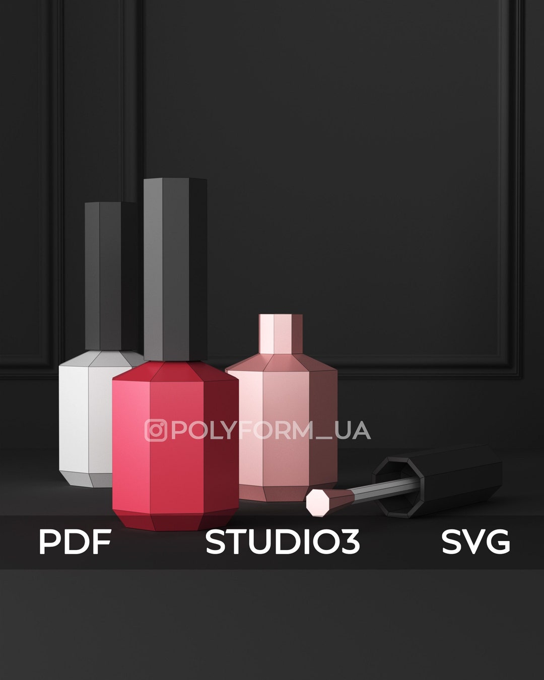 NAIL POLISH Low Poly Papercraft PDF Template Svg Makeup - Etsy