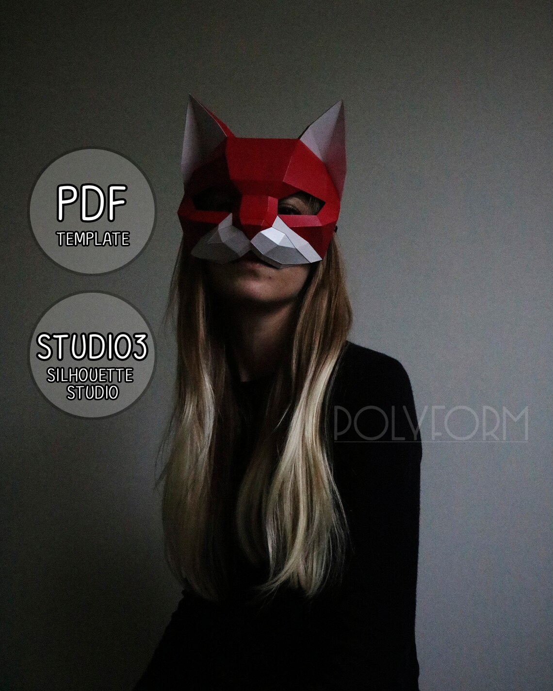 CAT MASK-2 Low Poly Animal Papercraft PDF Template | Etsy Canada