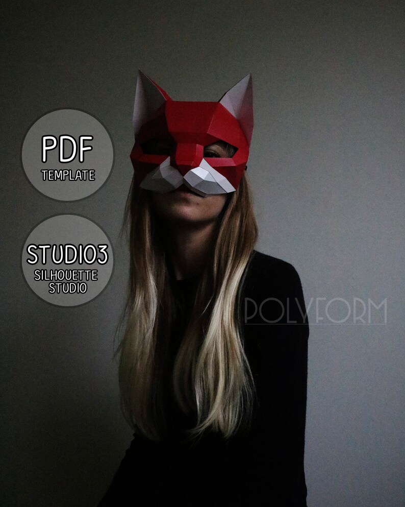 CAT MASK-2 Low Poly Animal Papercraft PDF Template - Etsy