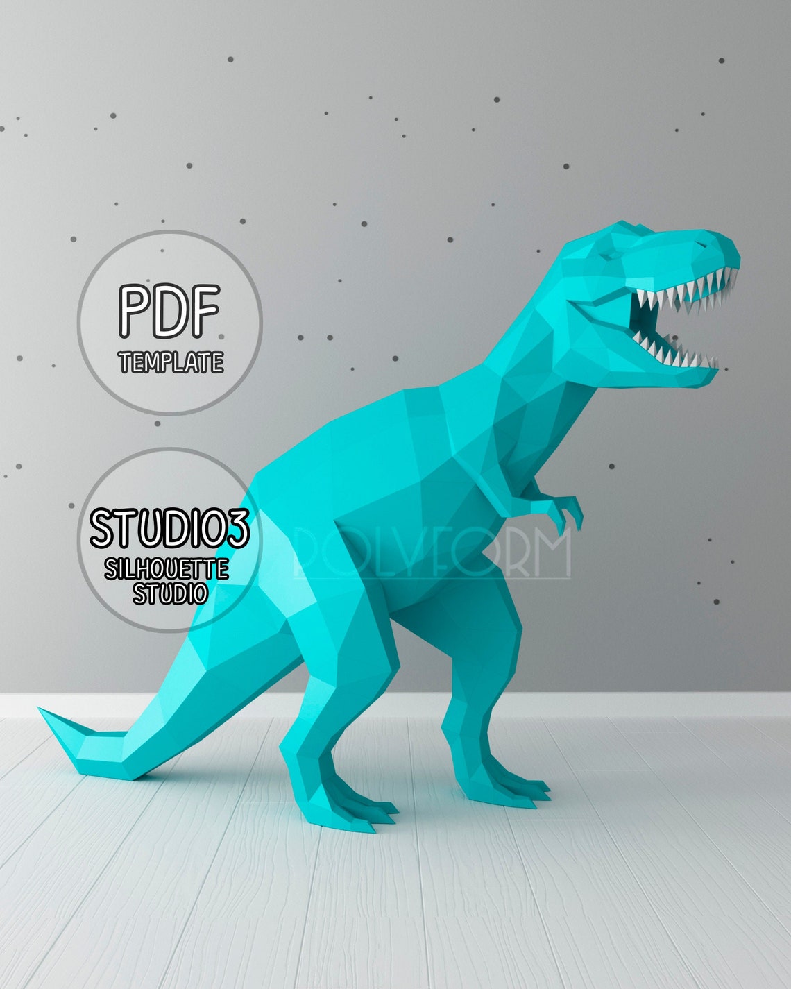 TYRANNOSAURUS Low Poly T-rex Dinosaur Papercraft PDF Template - Etsy