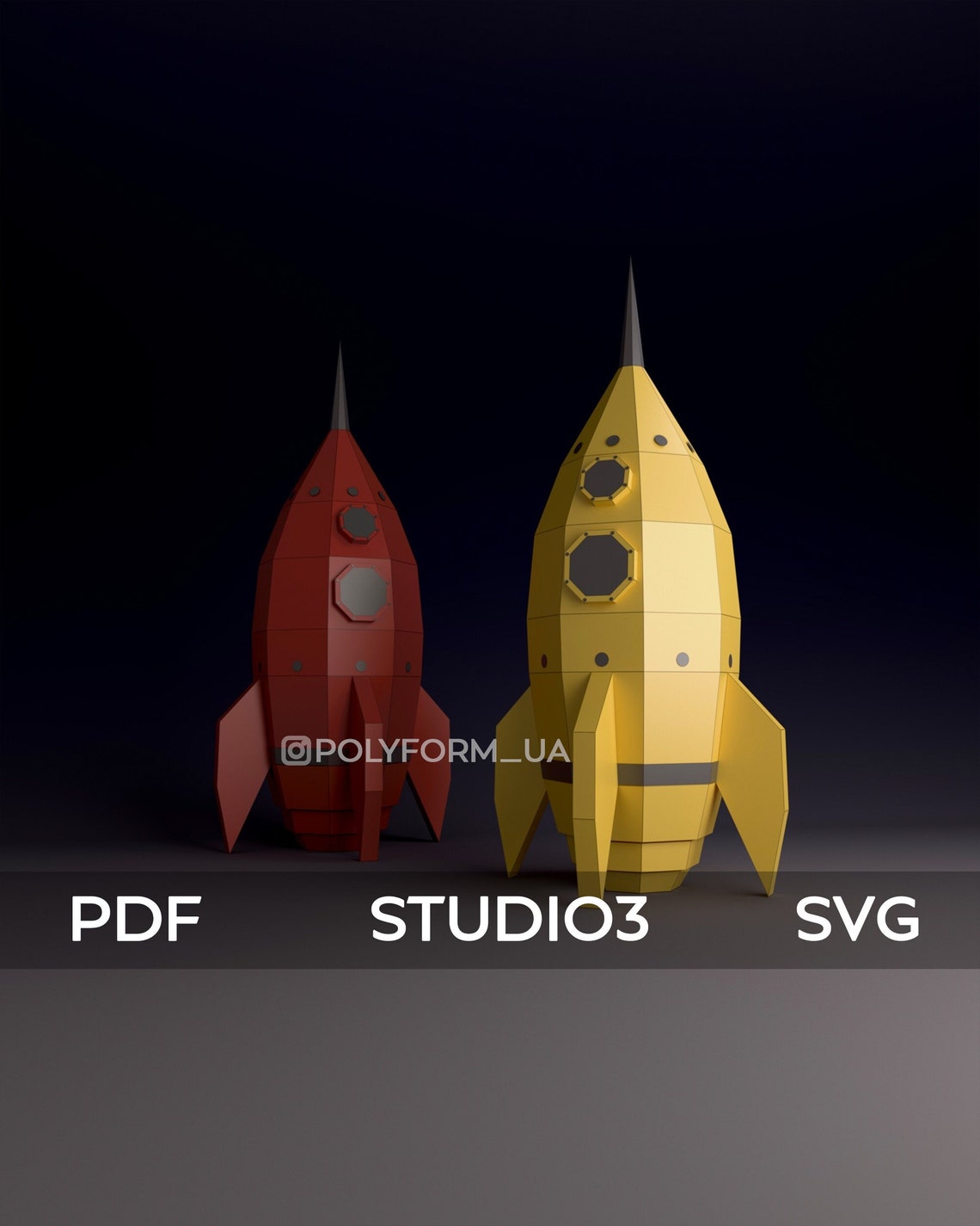 ROCKET Space Model Low Poly Papercraft PDF Template - Etsy