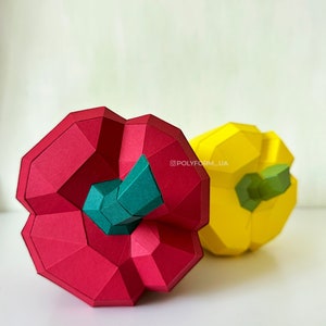 Pepper Low Poly Papercraft PDF Template Paper Food Fruits Vegetables ...