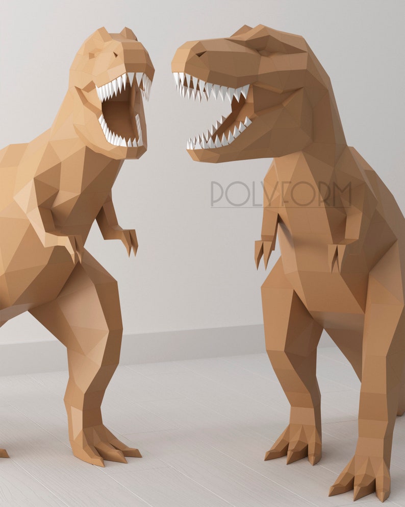 TYRANNOSAURUS Low Poly T-rex Dinosaur Papercraft PDF Template | Etsy