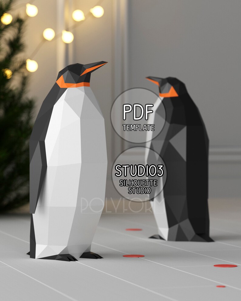 PENGUIN Low Poly Papercraft Christmas PDF Template 3d Model - Etsy