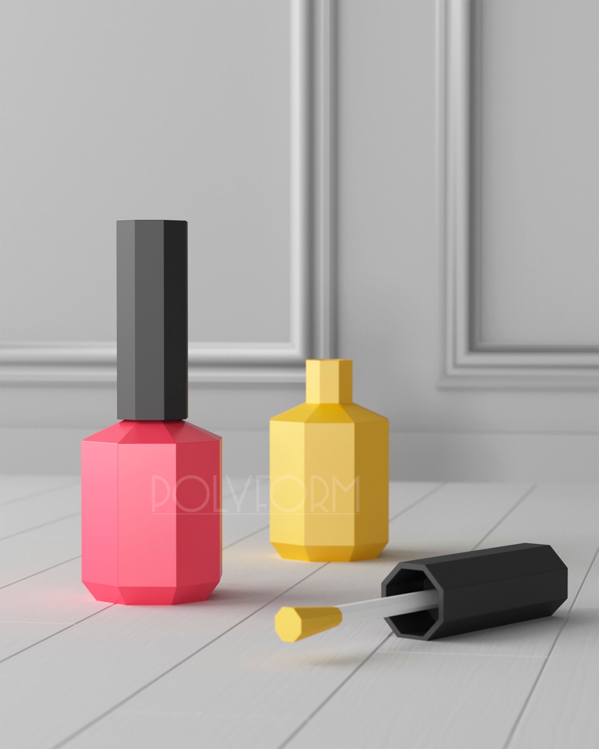 NAIL POLISH Low Poly Papercraft PDF Template - Etsy