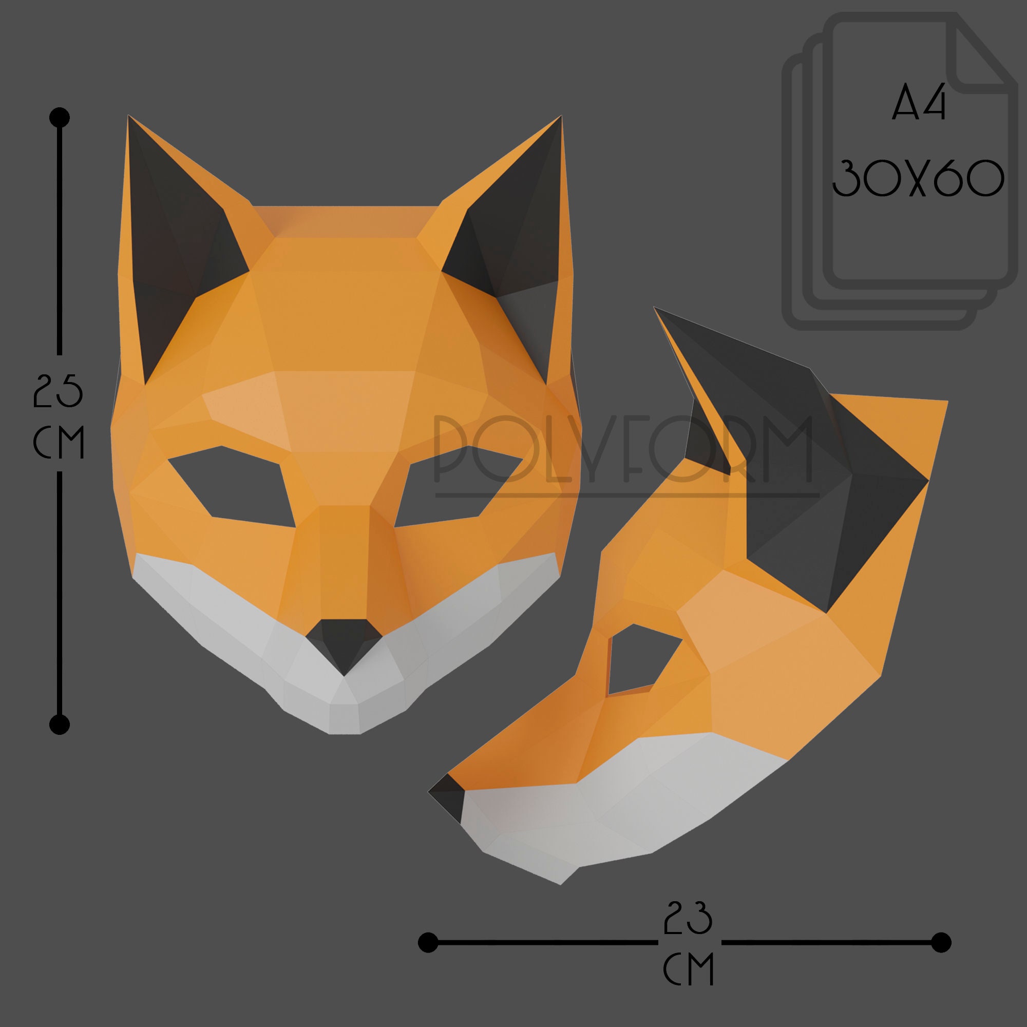 Fox Mask DIY Low Poly Animal Papercraft PDF Template - Etsy