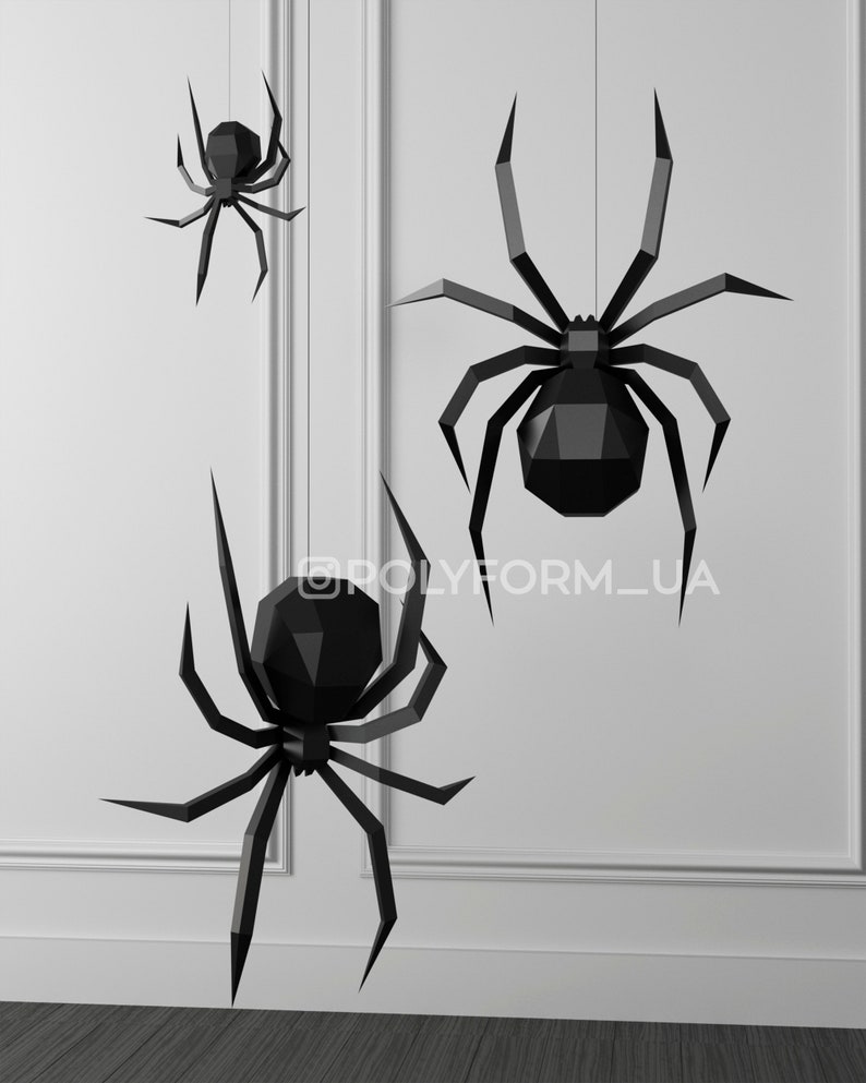 Spider Low Poly Halloween Papercraft PDF Template DIY - Etsy