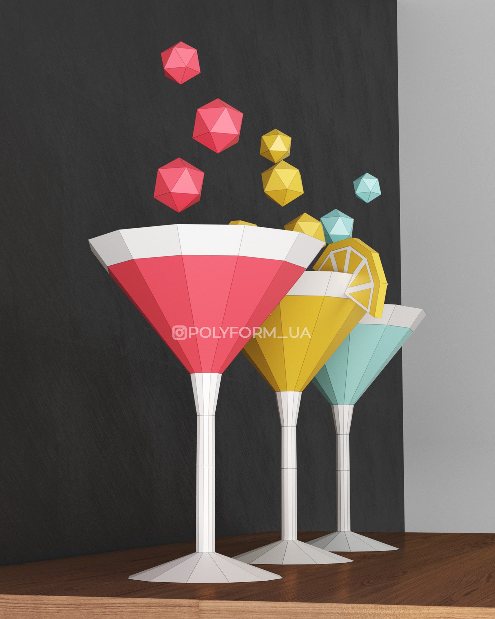 Cocktail Low Poly FOOD Papercraft DRINK PDF Template - Etsy