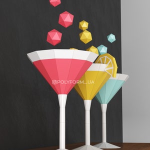 Cocktail Low Poly FOOD Papercraft DRINK PDF Template - Etsy