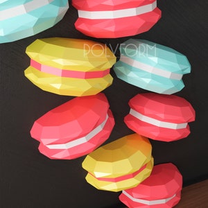 Macaron Sculpture on the Wall Cupcake Low Poly Papercraft PDF Template ...