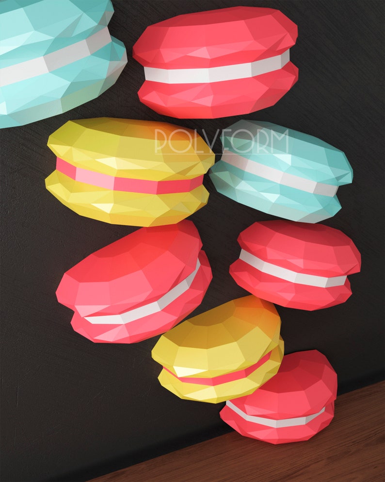 Macaron Sculpture on the Wall Cupcake Low Poly Papercraft PDF Template ...