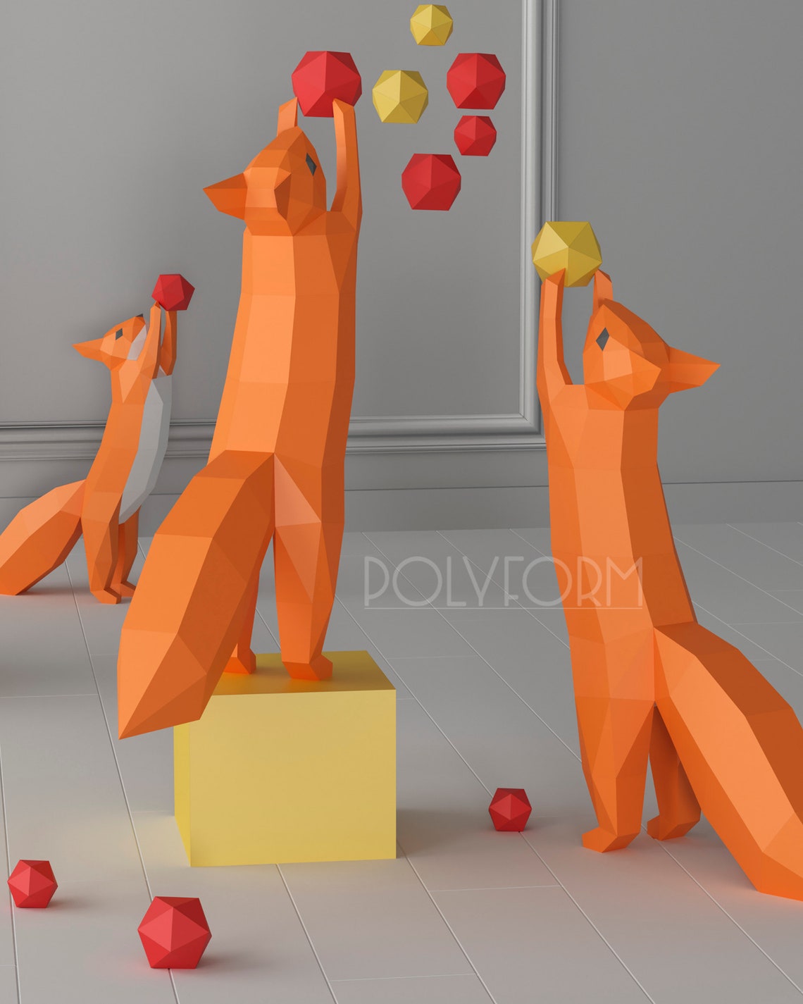 SQUIRREL Low Poly Christmas Papercraft PDF Template 3d Model - Etsy