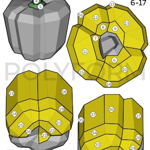 Pepper Low Poly Papercraft PDF Template Paper Food Fruits Vegetables ...