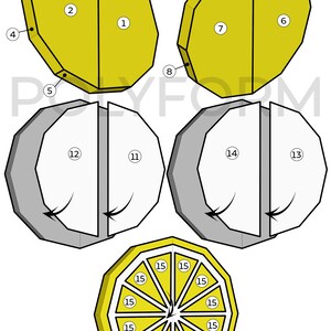 Orange Low Poly Lemon Papercraft Fruit Food PDF Template - Etsy