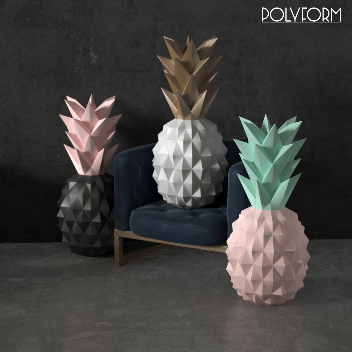Ananas Low Poly Papercraft PDF Vorlage Essen | Etsy