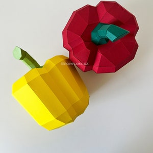 Pepper Low Poly Papercraft PDF Template Paper Food Fruits Vegetables ...
